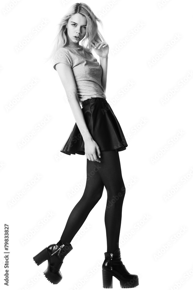 Fashion girl model posing on white background Stock Photo | Adobe Stock