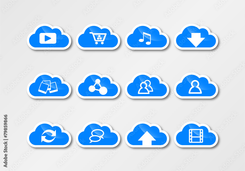 cloud computing sticker cyan Stock-Vektorgrafik | Adobe Stock