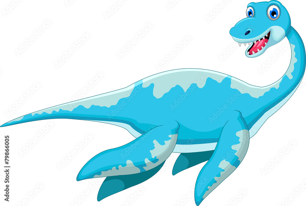 Swimming dinosaur cartoon Stock Vector | Adobe Stock