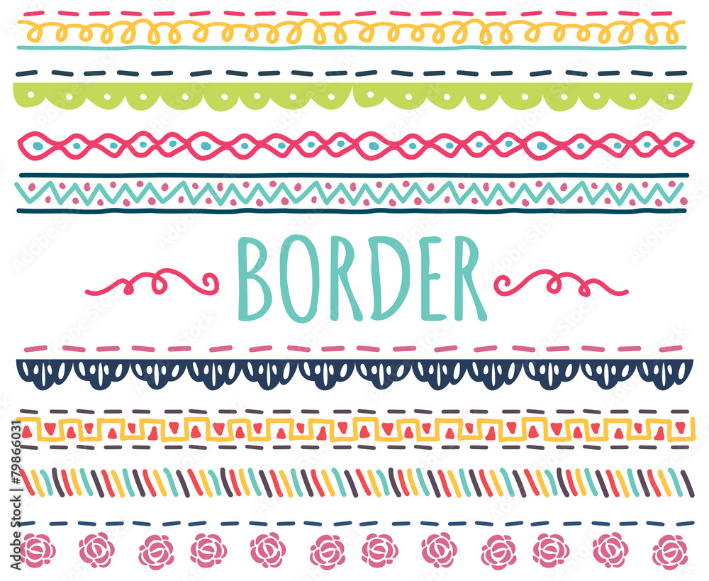 set of colorful hand drawn border Stock Vector | Adobe Stock