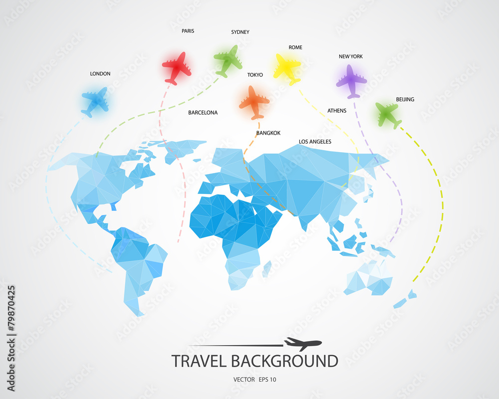 world map travel background Stock Vector | Adobe Stock