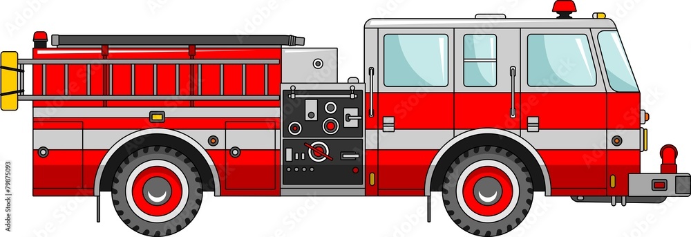 Fire truck on a white background in a flat style Stock Vector | Adobe Stock
