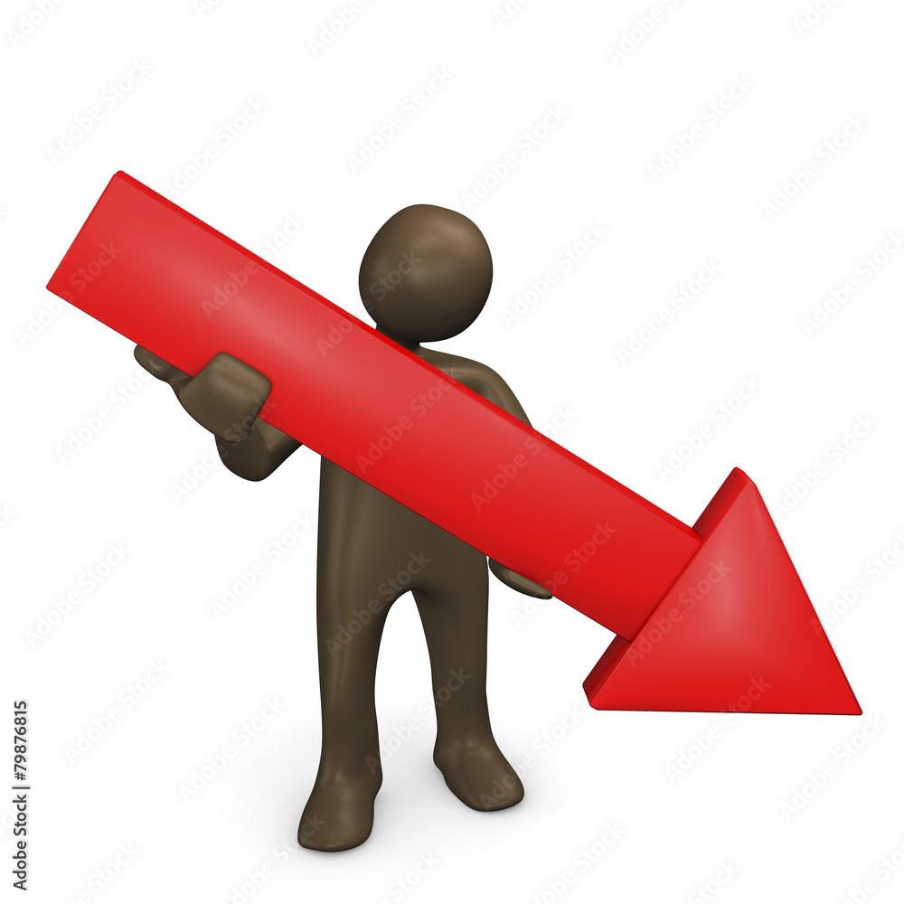 Kartoon Männchen, roter Pfeil, abwärts Stock Illustration | Adobe Stock