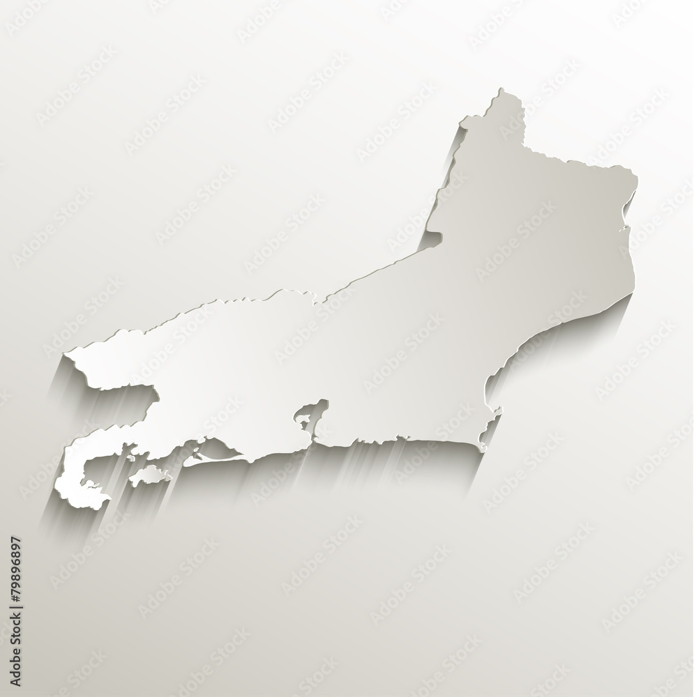 Vetor de Brazil Rio de Janeiro state map card paper 3D natural vector ...