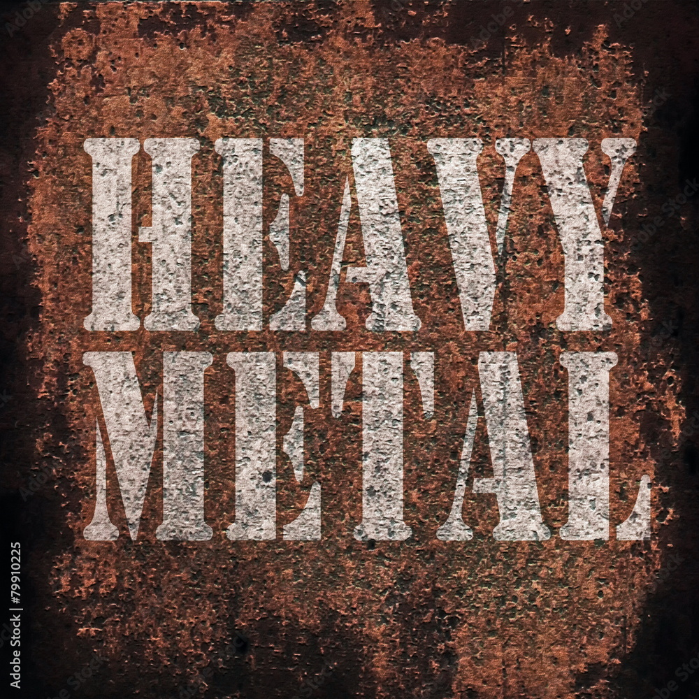 Poster heavy metal music on old rusty metal plate background – Wall Art ...