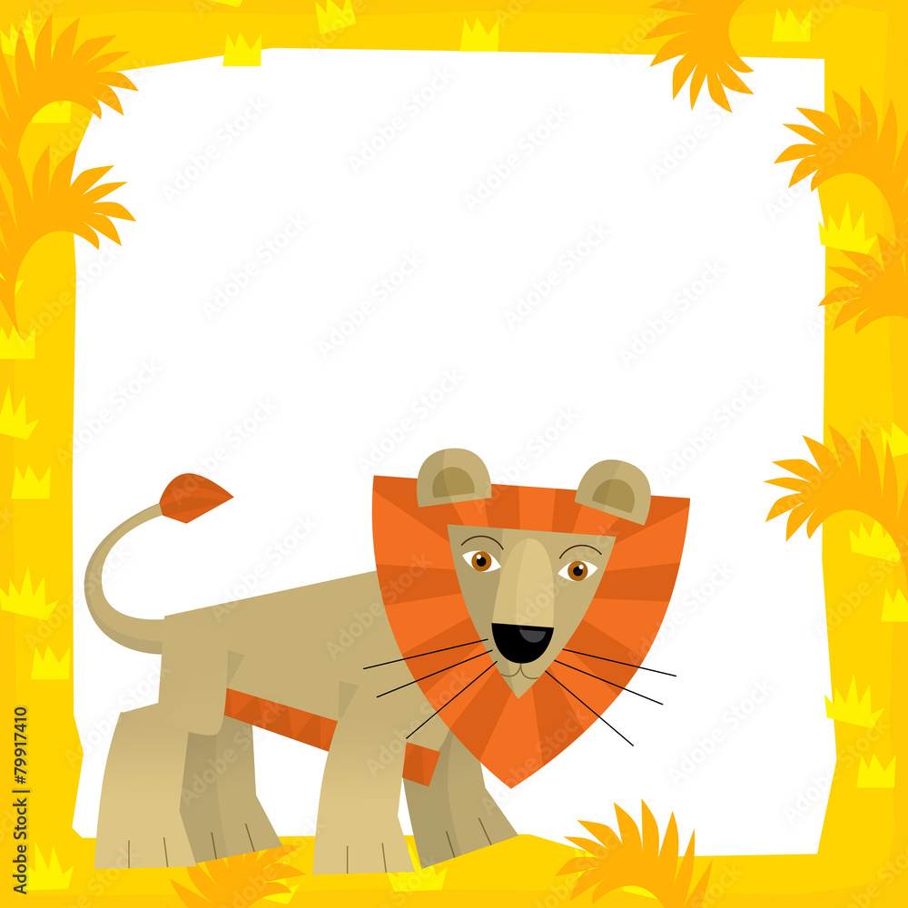 Cartoon frame scene - lion - illustration Stock Illustration | Adobe Stock
