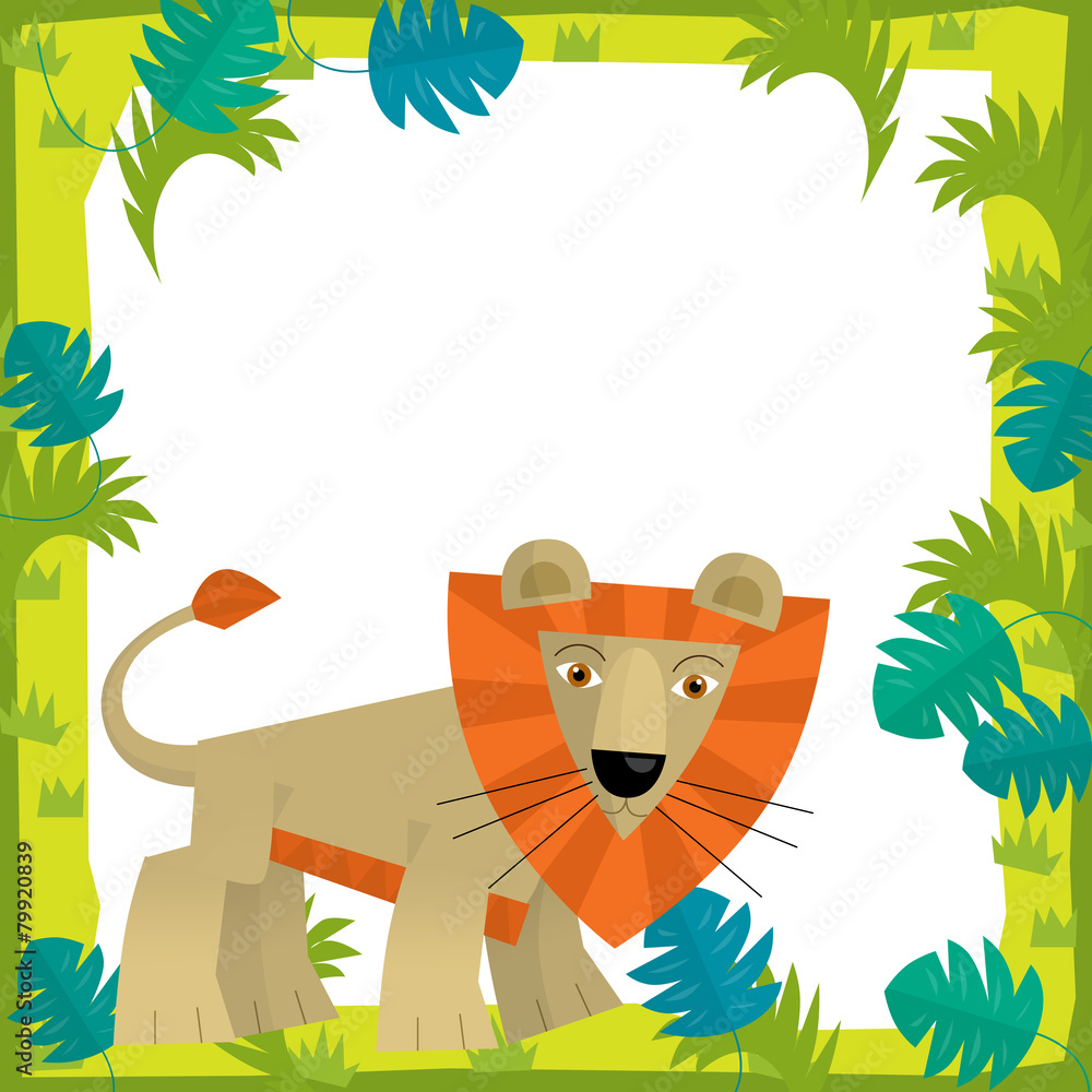 Cartoon frame scene - lion - illustration Stock Illustration | Adobe Stock