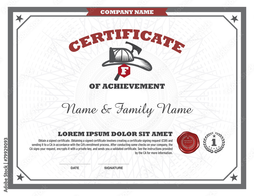 Certificate fire man design template Stock Vector | Adobe Stock