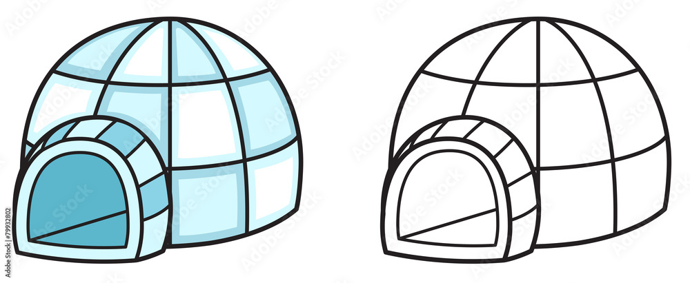 colorful and black and white igloo for coloring book Stock Vector ...