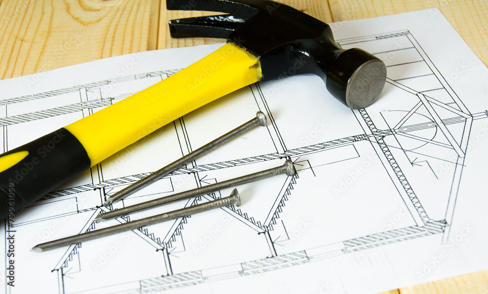 Repair work.. Drawings for building and working tools on wooden Stock ...
