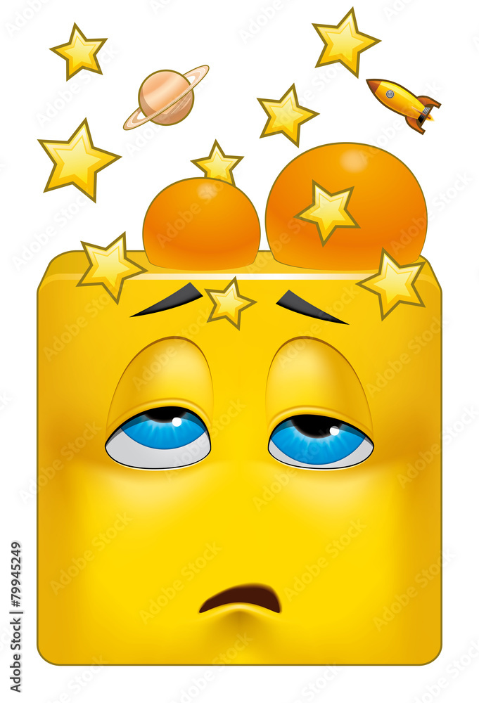 Square emoticon knocked Stock Illustration | Adobe Stock
