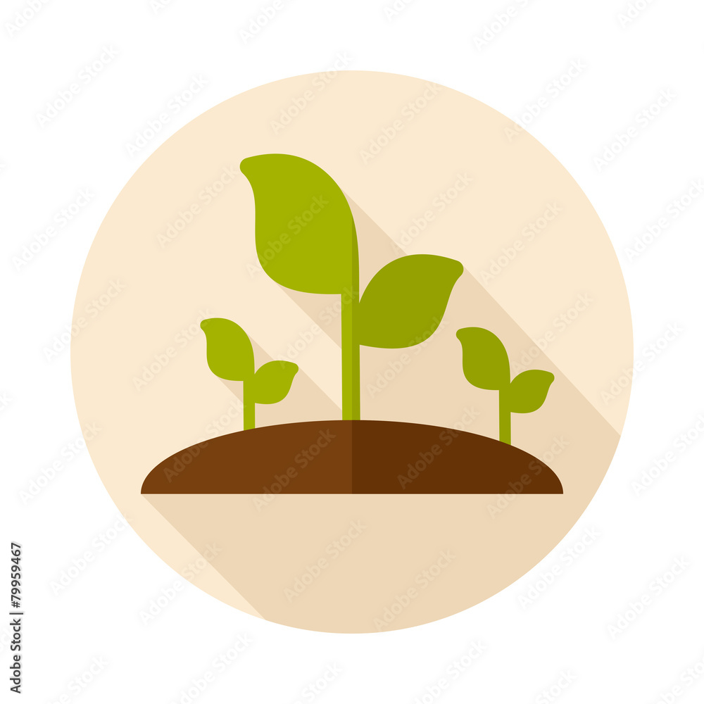 Plant sprout flat icon with long shadow Stock Vector | Adobe Stock