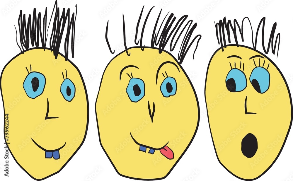 Cartoon funny faces Stock Vector | Adobe Stock
