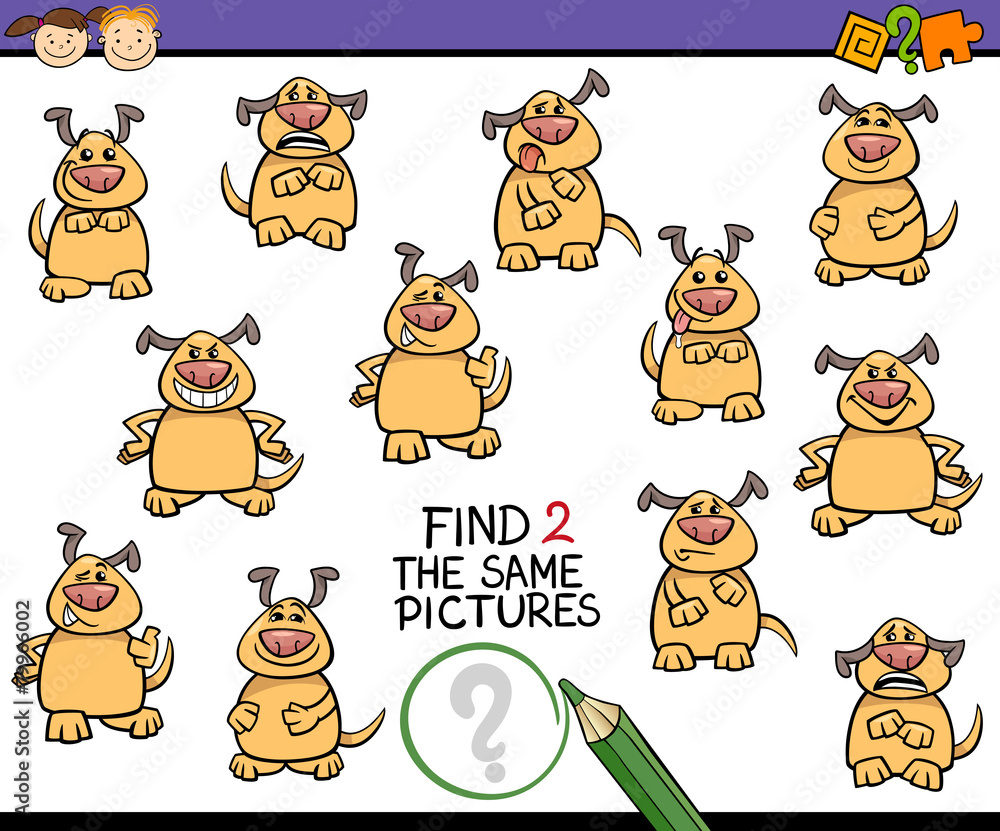 find same picture game cartoon Stock Vector | Adobe Stock
