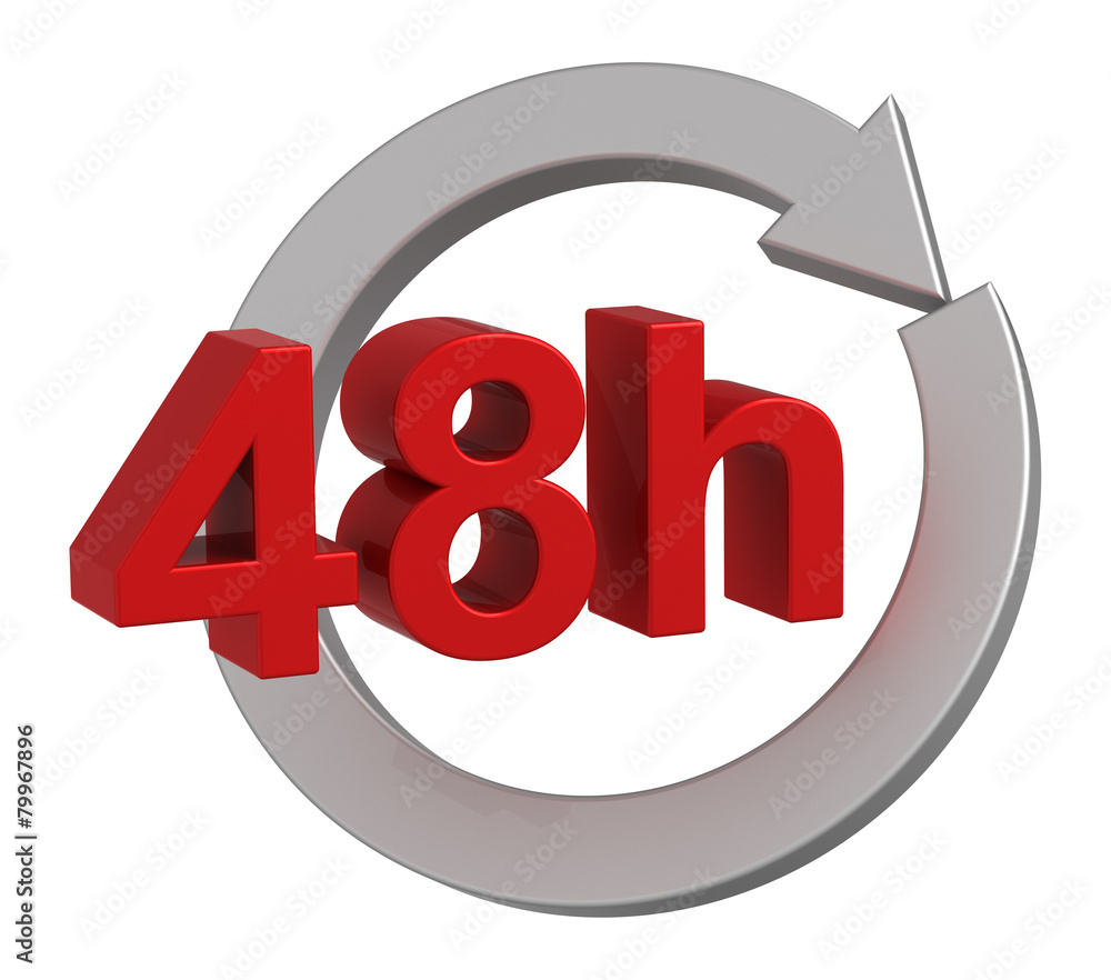 48 hours delivery sign. Computer generated 3D photo rendering. Stock ...