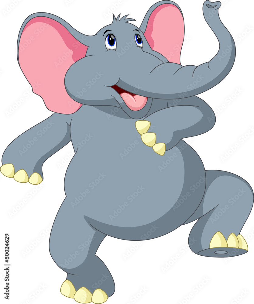 Happy elephant cartoon Stock Vector | Adobe Stock