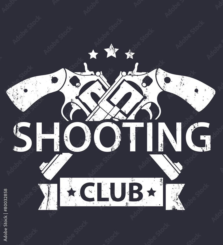 Shooting Club, emblem with crossed revolvers, vector, eps10 Stock ...
