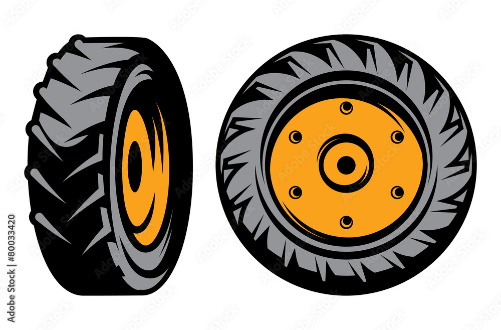 vector set of monochromatic tractor wheels different kinds Stock Vector ...