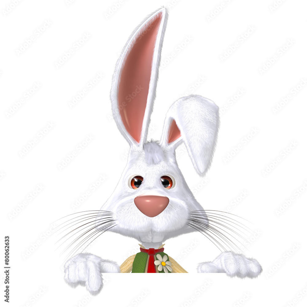 White easter bunny pointing Stock Photo | Adobe Stock