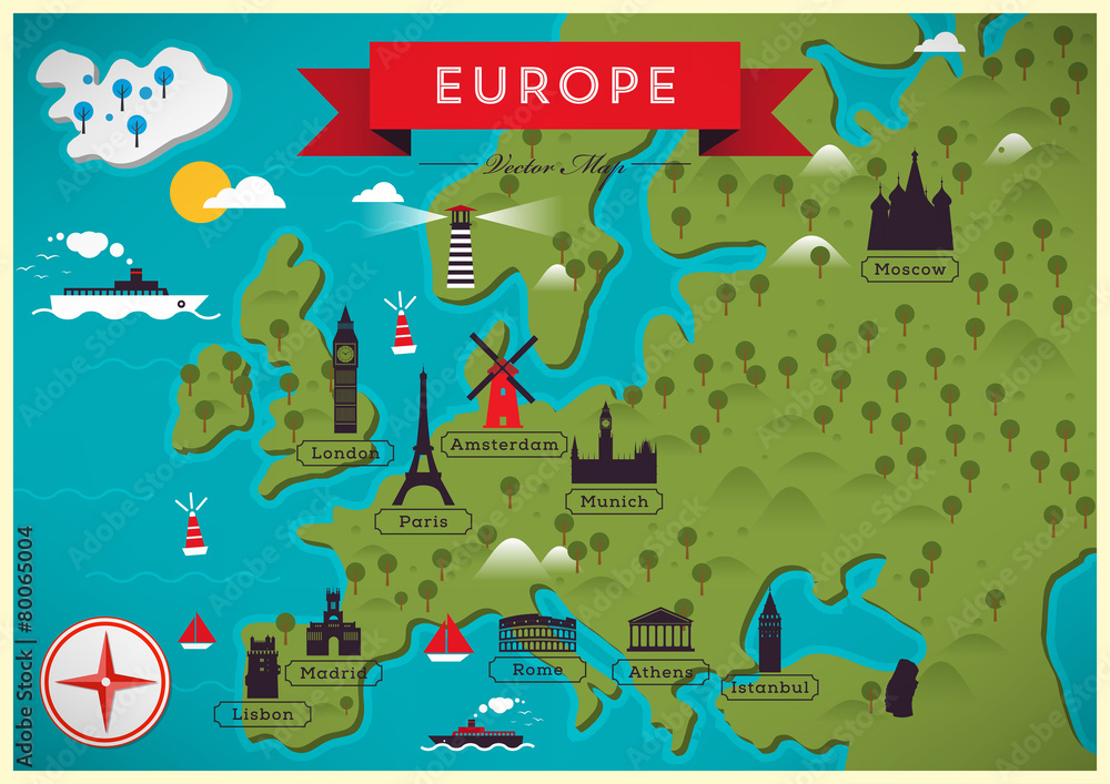 Map of Europe Vector Illustration Stock Illustration | Adobe Stock