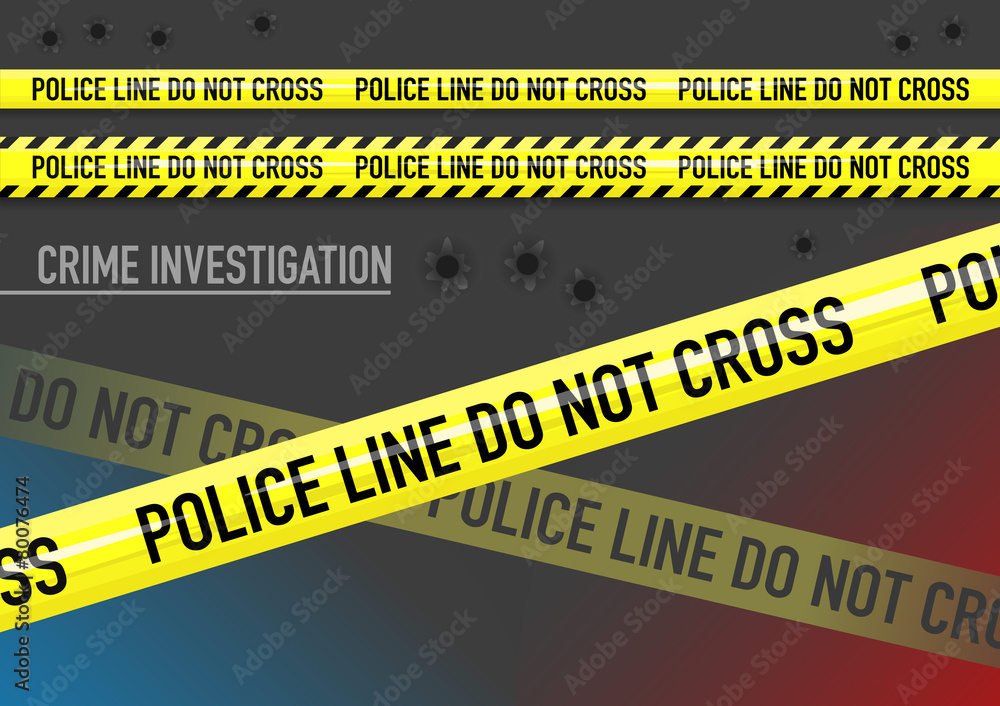 Vector set of Police line do not cross tape, and bullet holes Stock ...