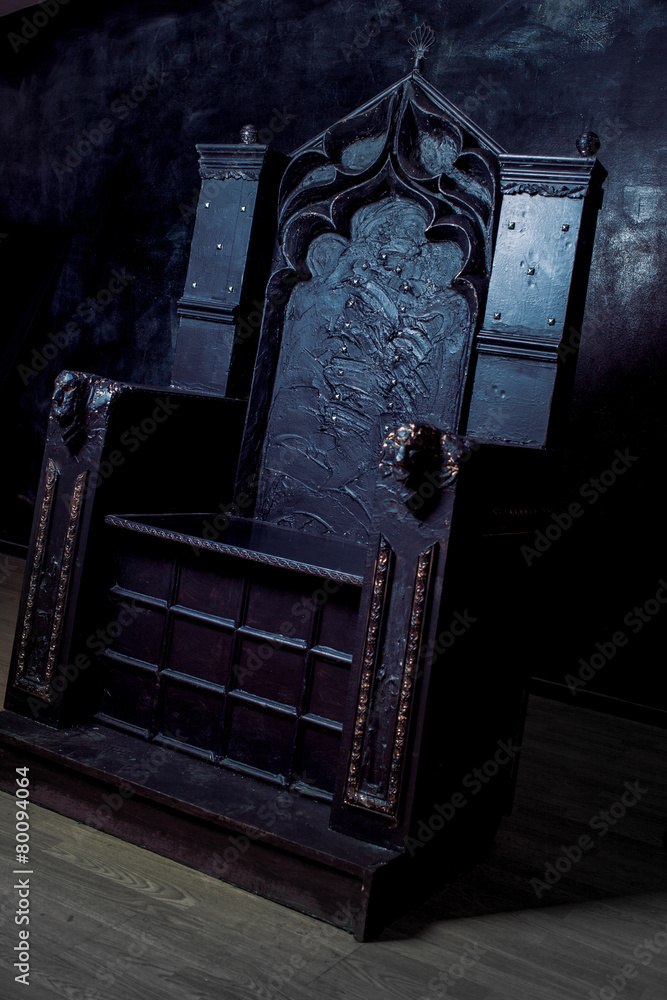 Royal throne. dark Gothic throne, side view Stock Photo | Adobe Stock