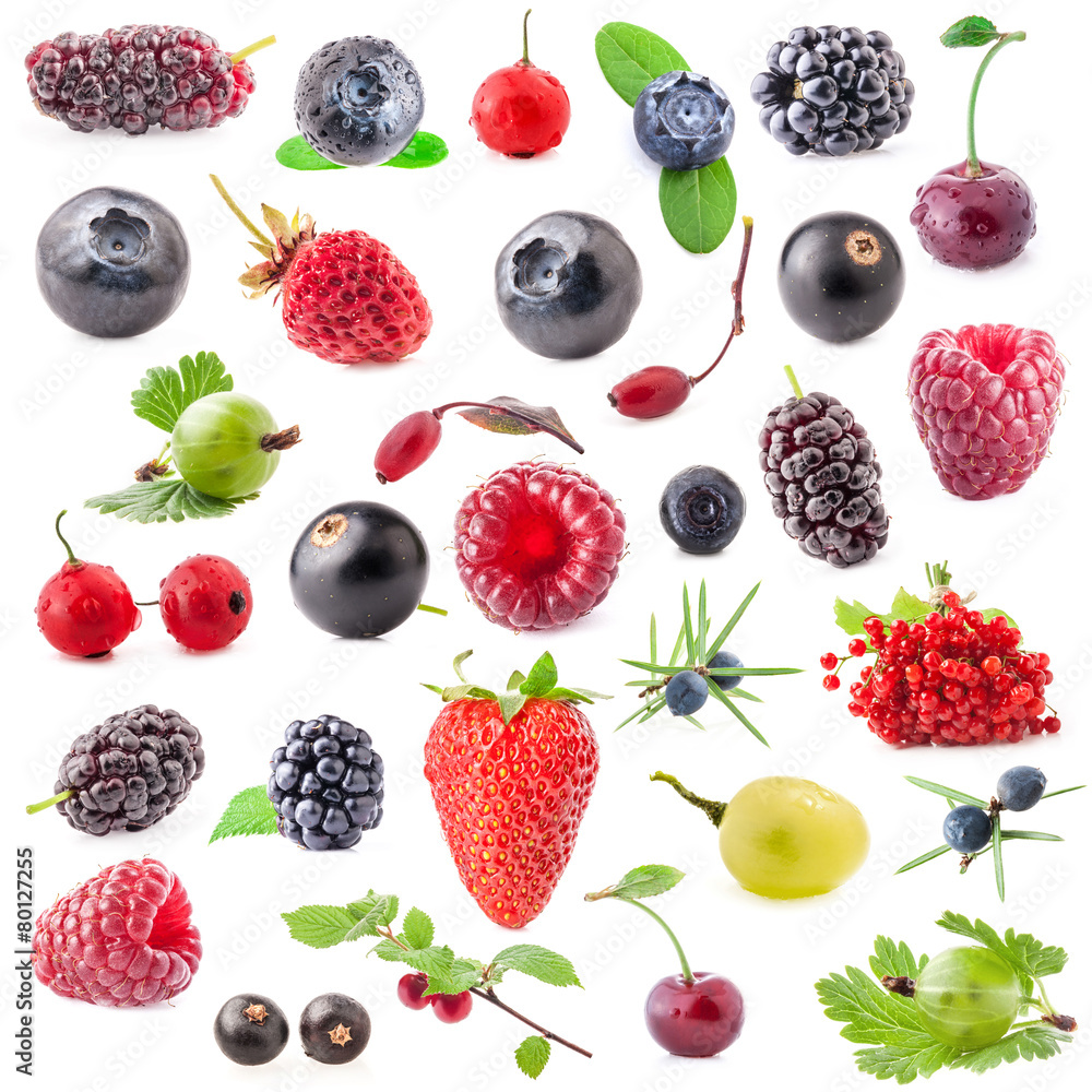 Collection of berry isolated on white background Stock Photo | Adobe Stock