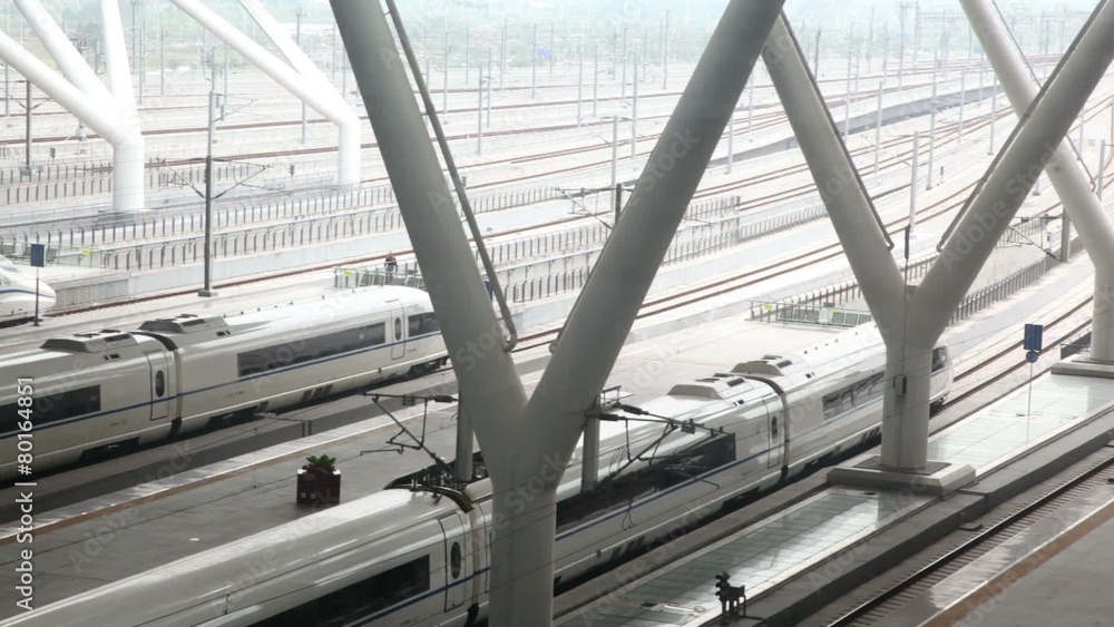 High-speed train stops at the platform the railway station for high ...