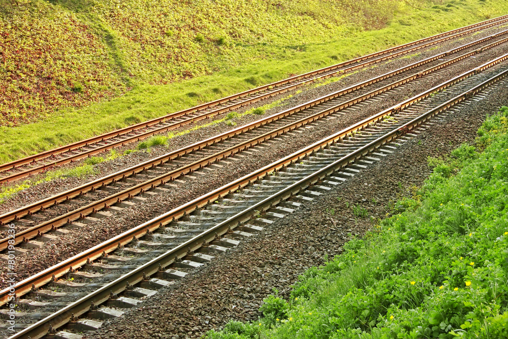 Rail lines in hollow Stock Photo | Adobe Stock