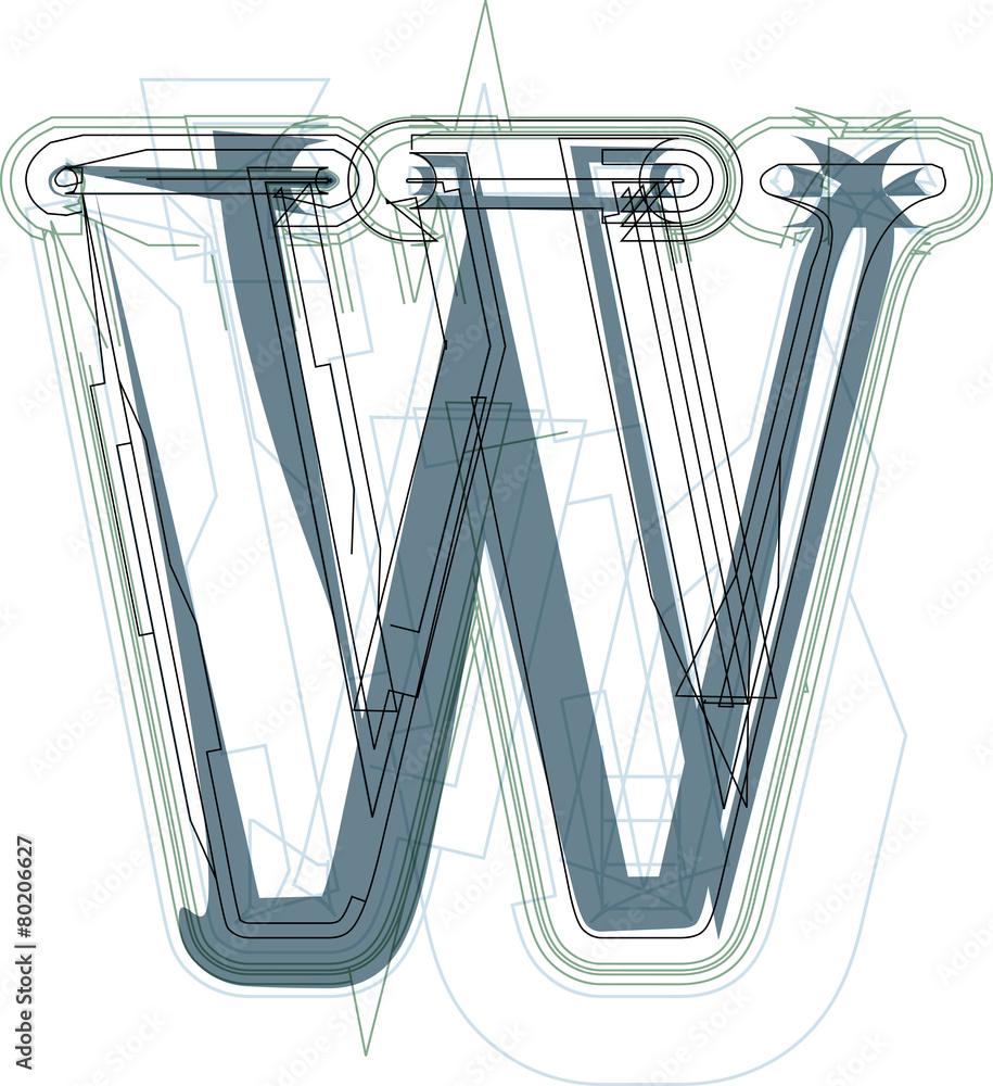 Font illustration LETTER w Stock Vector | Adobe Stock