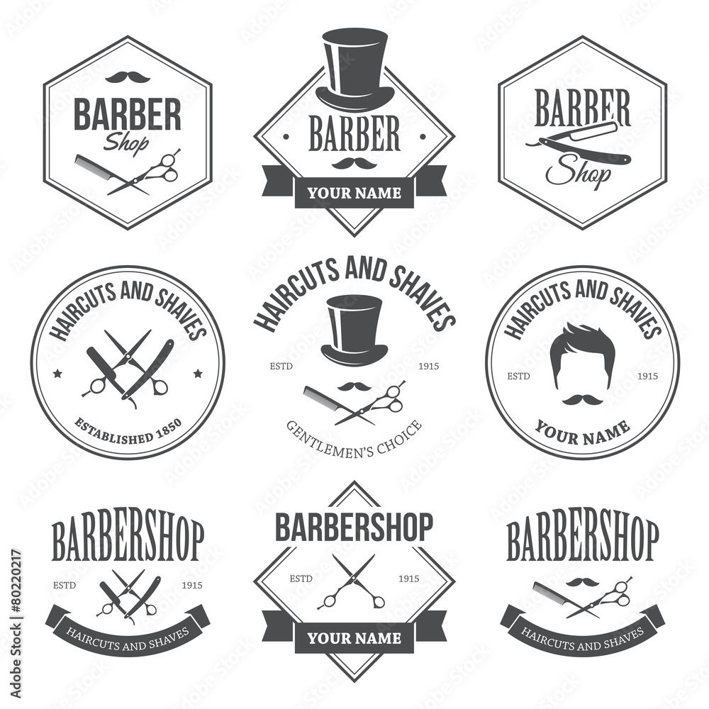 Barber Shop Labels Stock Vector | Adobe Stock