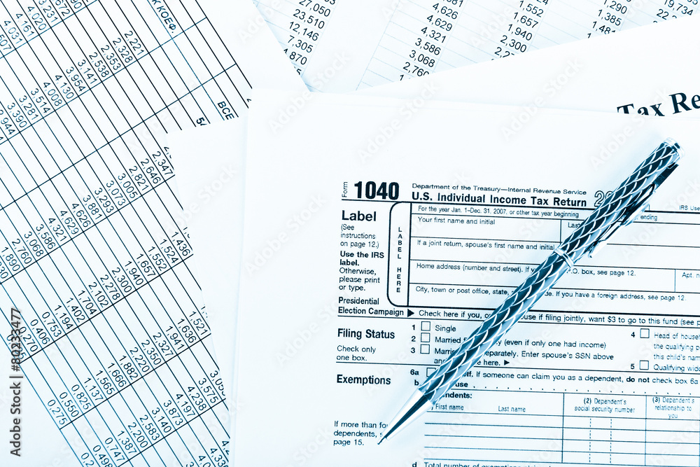 Tax form 1040 for US individual tax return with pen Stock Photo | Adobe ...