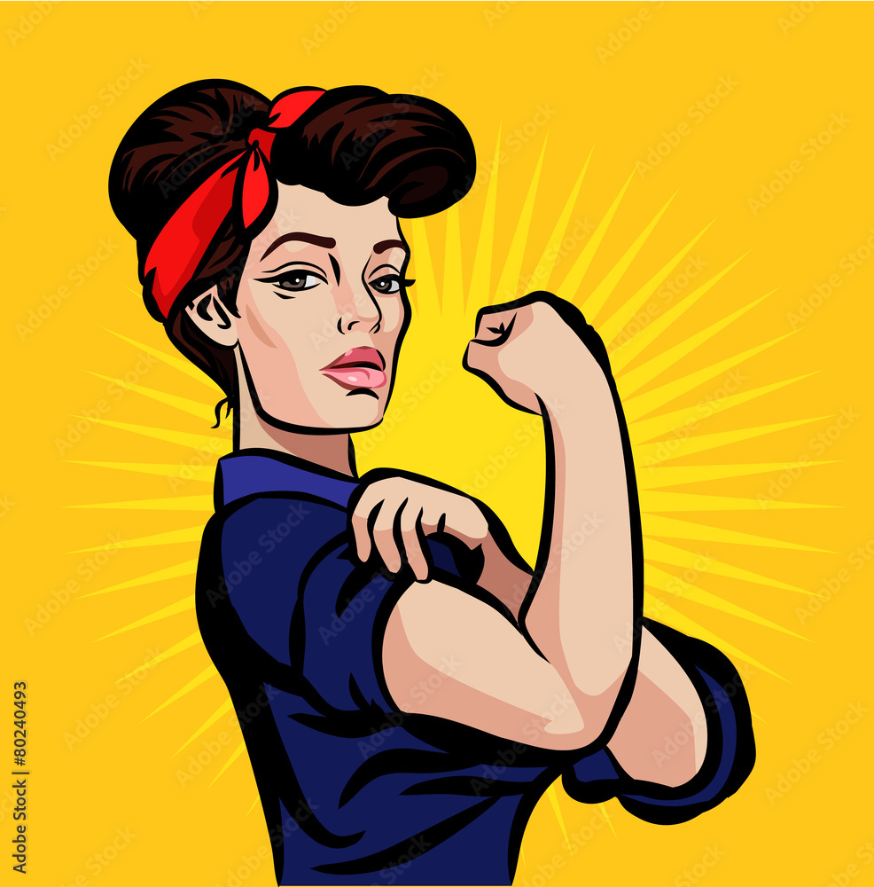 Vector strong pin up girl illustration Stock Vector | Adobe Stock