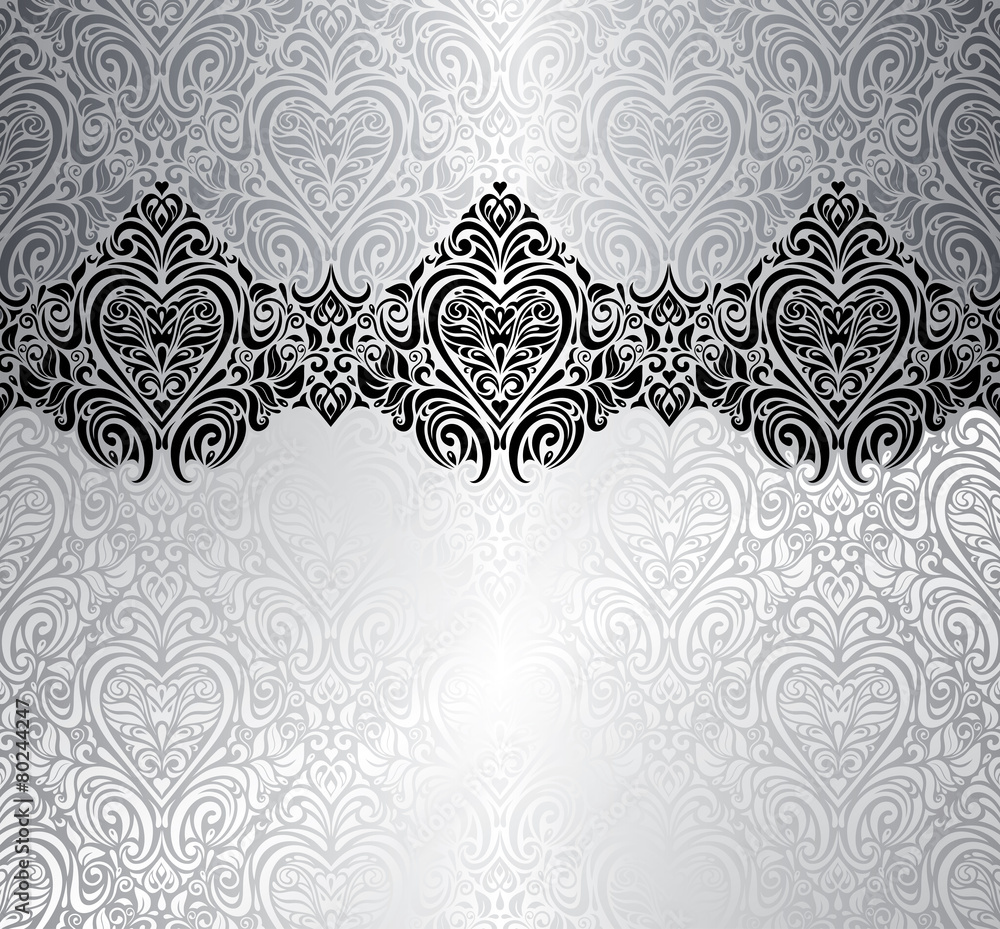 Silver fashionable vintage background design Stock Vector | Adobe Stock