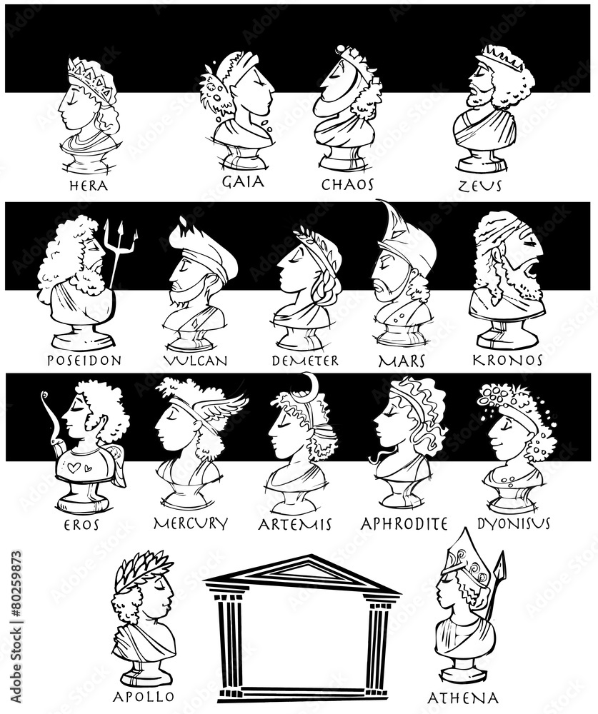 antique greek gods, clipart set Stock Illustration | Adobe Stock
