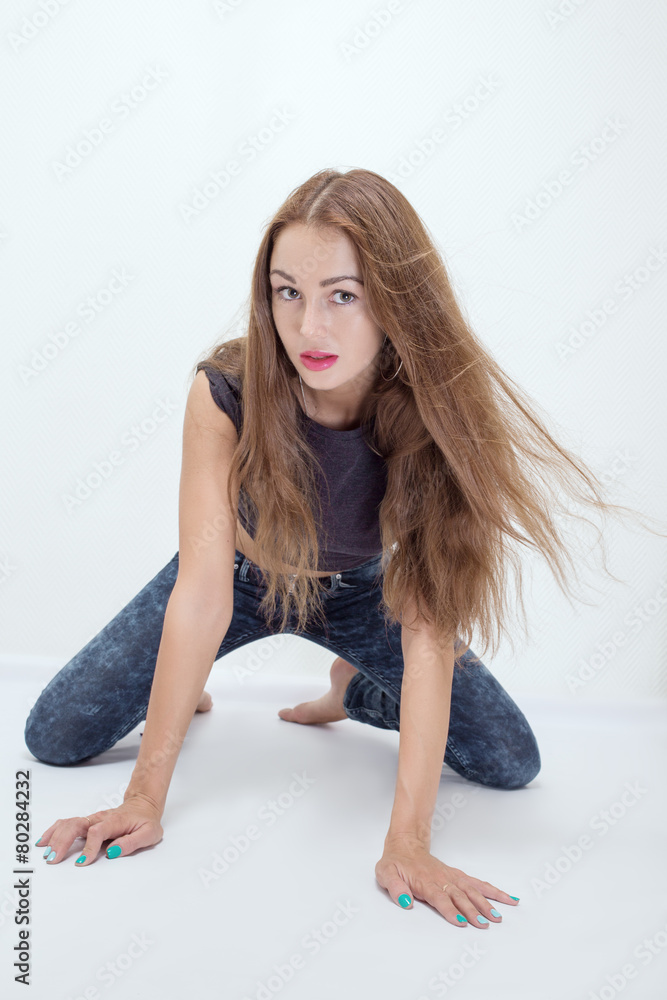 girl on all fours Stock Photo | Adobe Stock