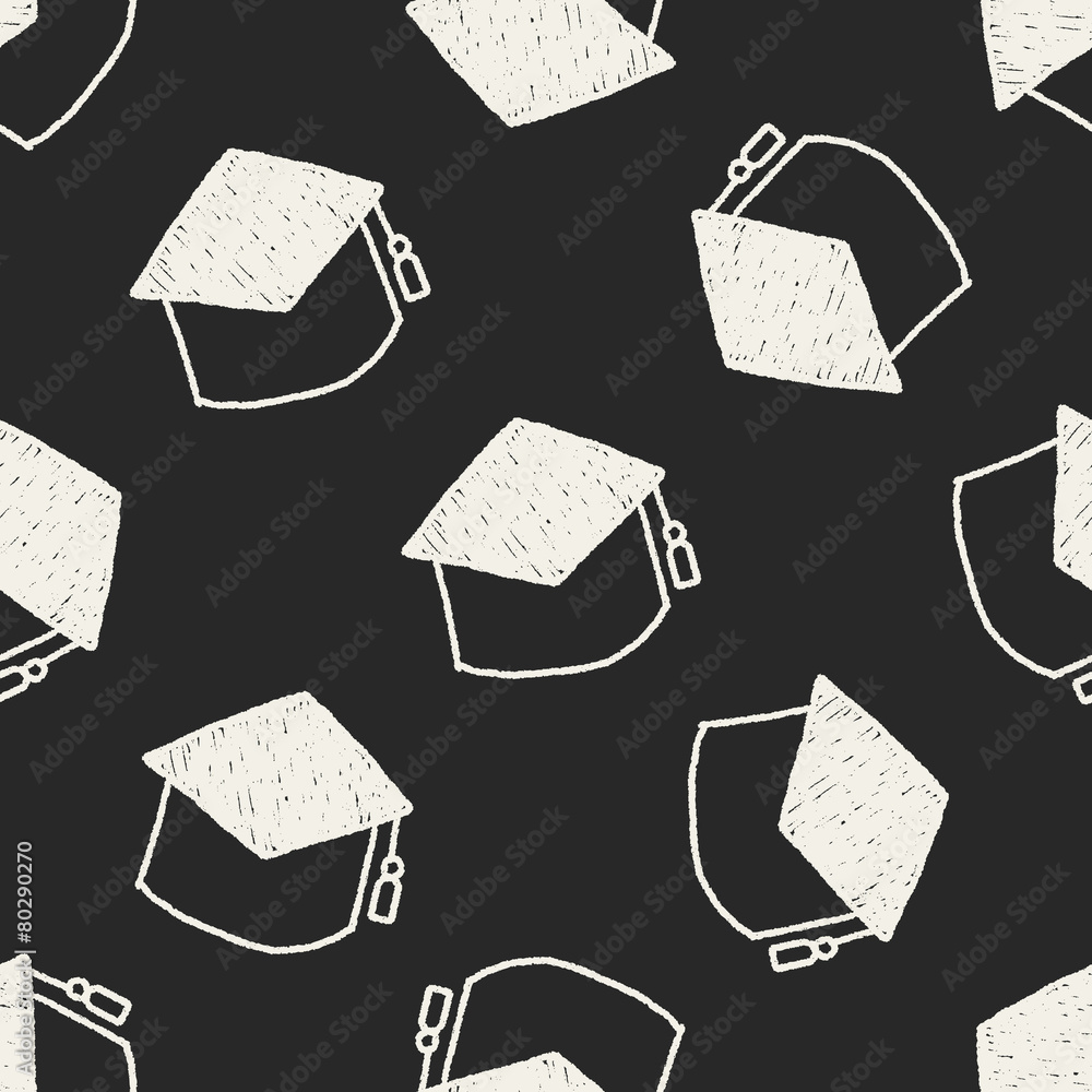 graduation cap doodle drawing seamless pattern background Stock Vector ...
