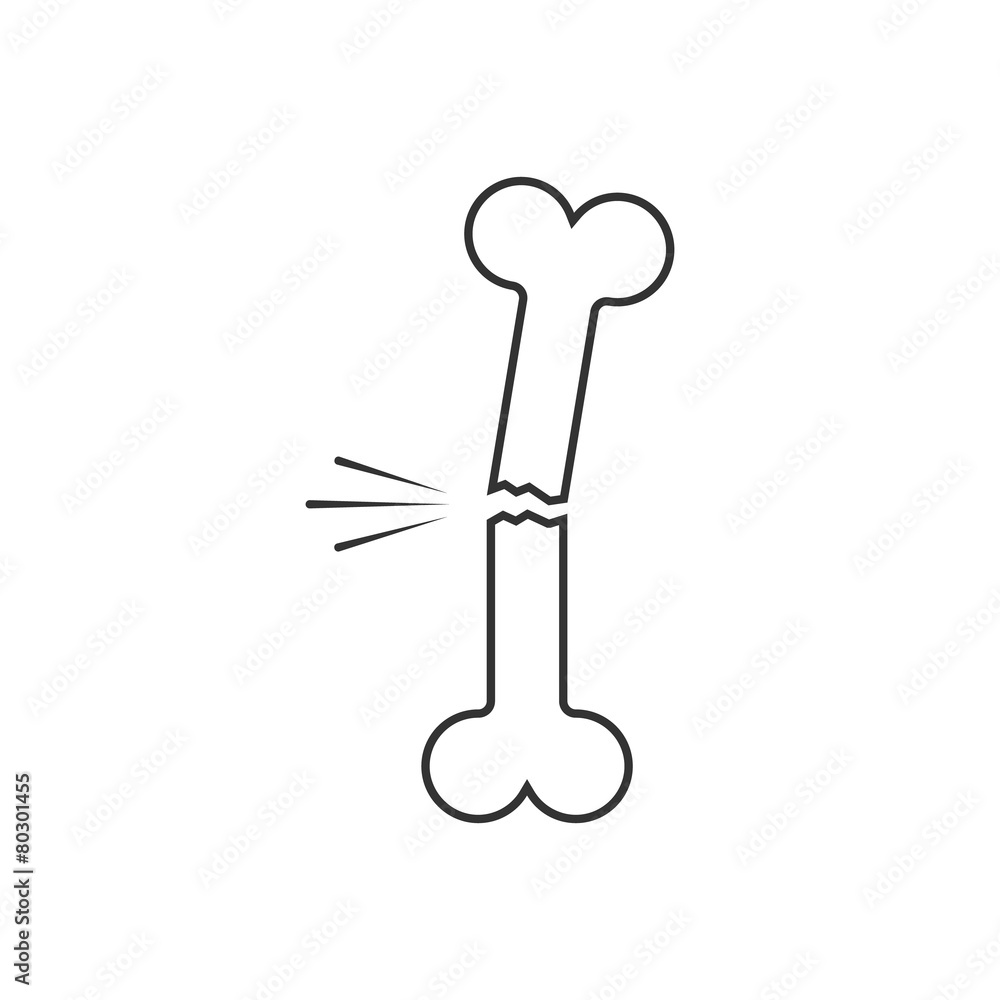 outline black broken bone isolated on white background Stock Vector ...