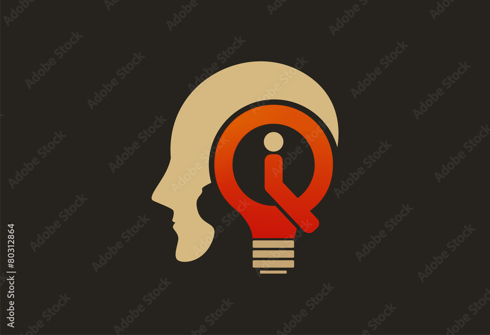 IQ bulb logo vector people Stock Vector | Adobe Stock
