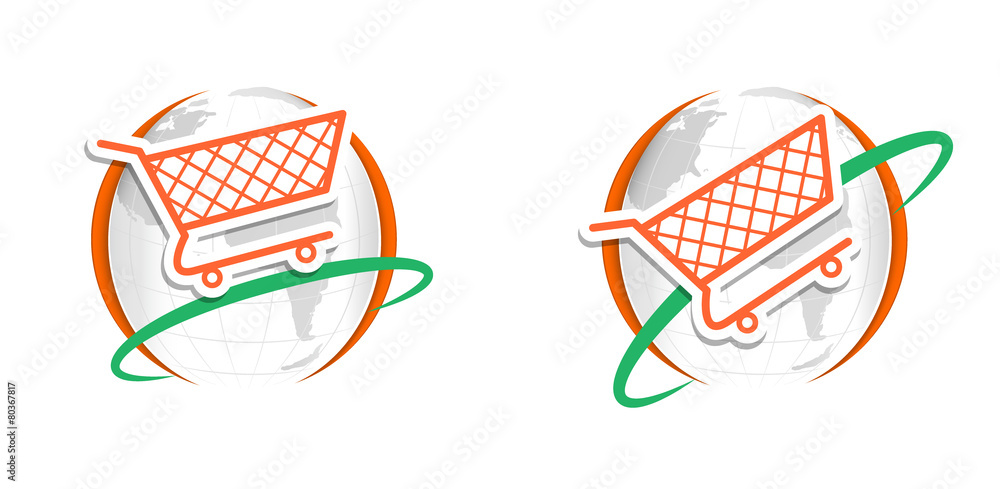 shopping cart logo orange Stock Vector | Adobe Stock