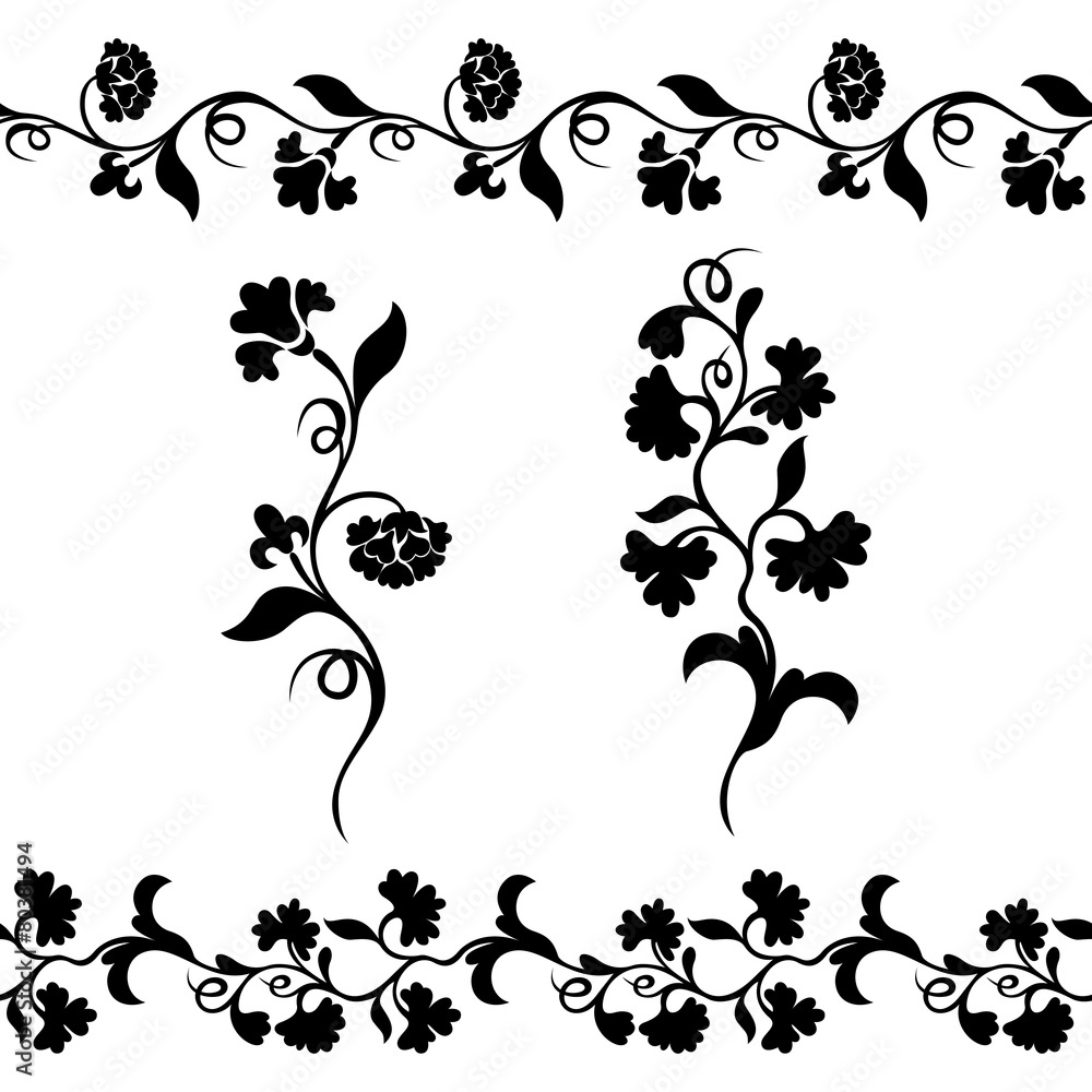 Flower Silhouette Border