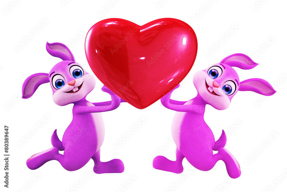 Easter bunny with Heart Stock-Illustration | Adobe Stock