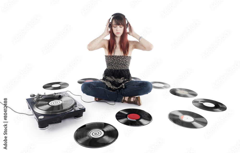 Woman Listening To Records