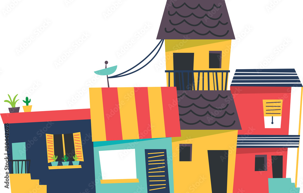 cartoon house isolated on white background Stock Vector | Adobe Stock