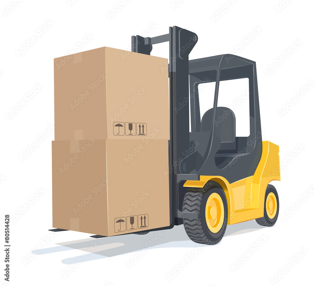 Loader car with boxes. Eps10 vector illustration. Isolated on Stock ...