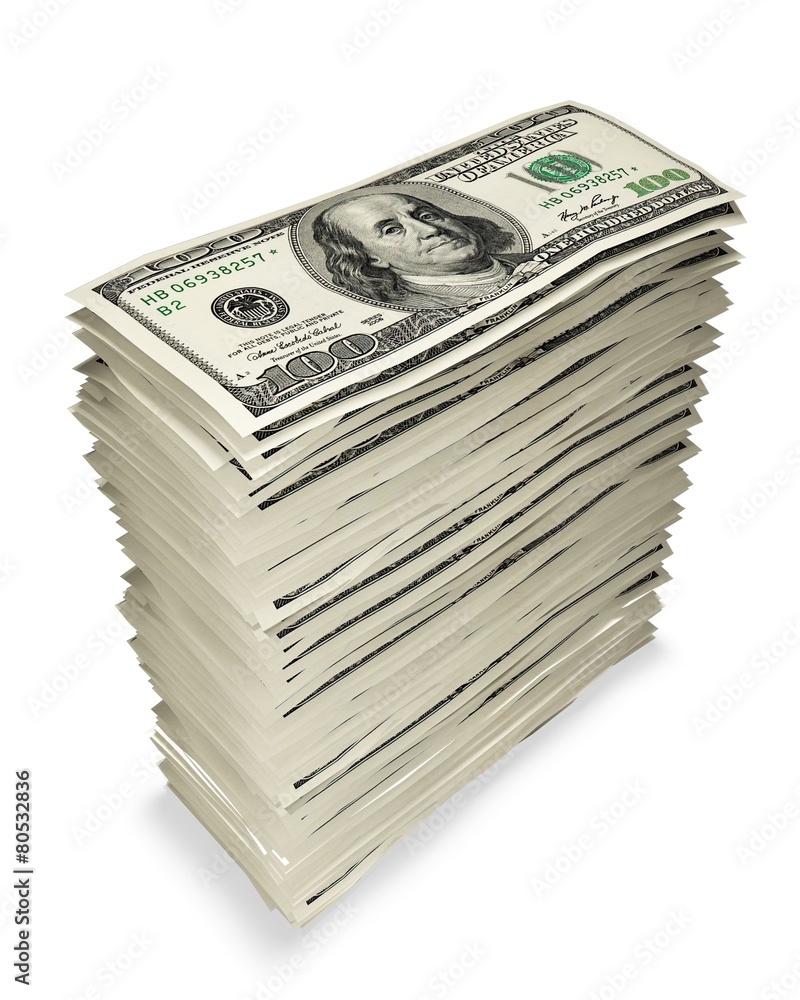 One Dollar Bill. 3D. Stack of one dollar bills Stock Illustration ...