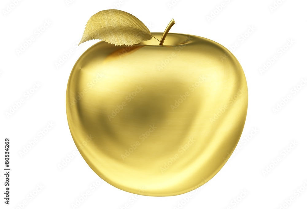Apple. 3D. Gold apple Stock Illustration | Adobe Stock