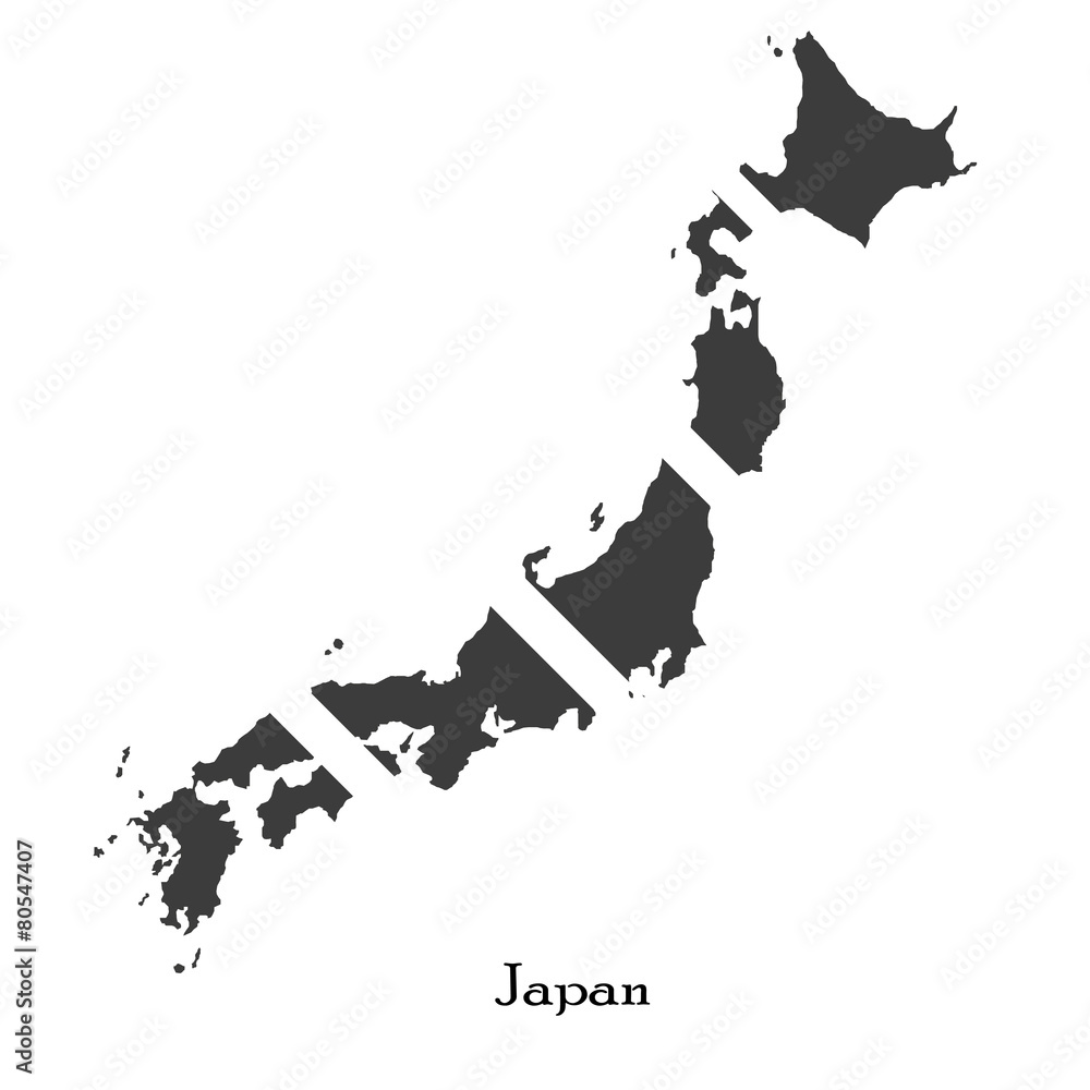 Black map of Japan for your design Stock Vector | Adobe Stock