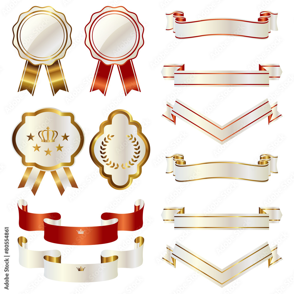 set of ribbon and emblem Stock Vector | Adobe Stock