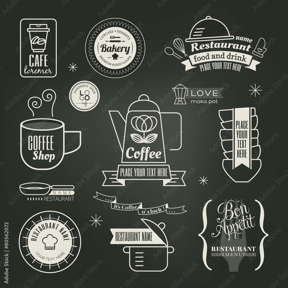 Vintage retro Restaurant Cafe logo Design Stock Vector | Adobe Stock